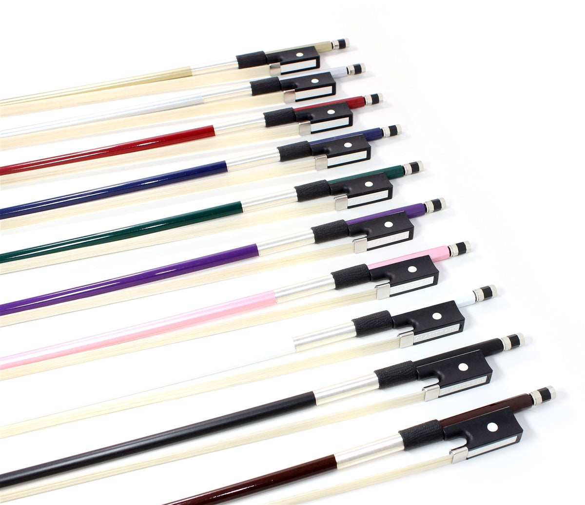 303SHC - VIOLA BOW FIBERGLASS, COLORED STICK, HALF-LINED FROG NICKEL W ...