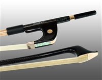 BASS BOW GERMAN BRAIDED CARBON FIBER ROUND, FULLY LINED EBONY FROG, 58 ...